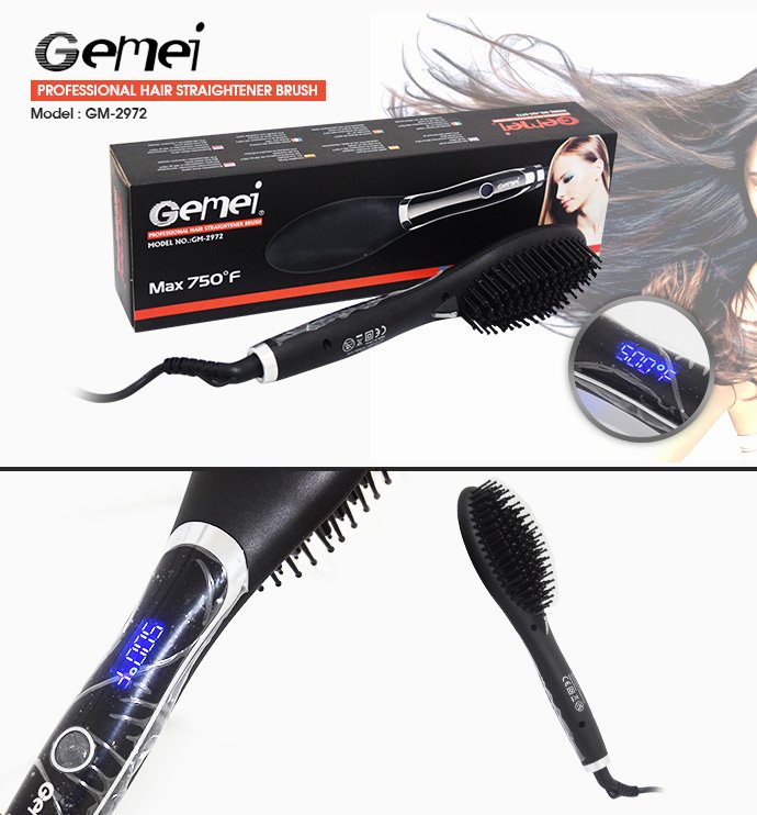 Gemei GM-2972 Professional Hair Straightener Brush For Sleek And ...