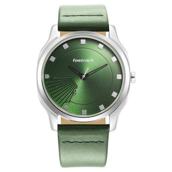 Fastrack Stunners Quartz Analog Green Dial Leather Strap Watch for Guys ...